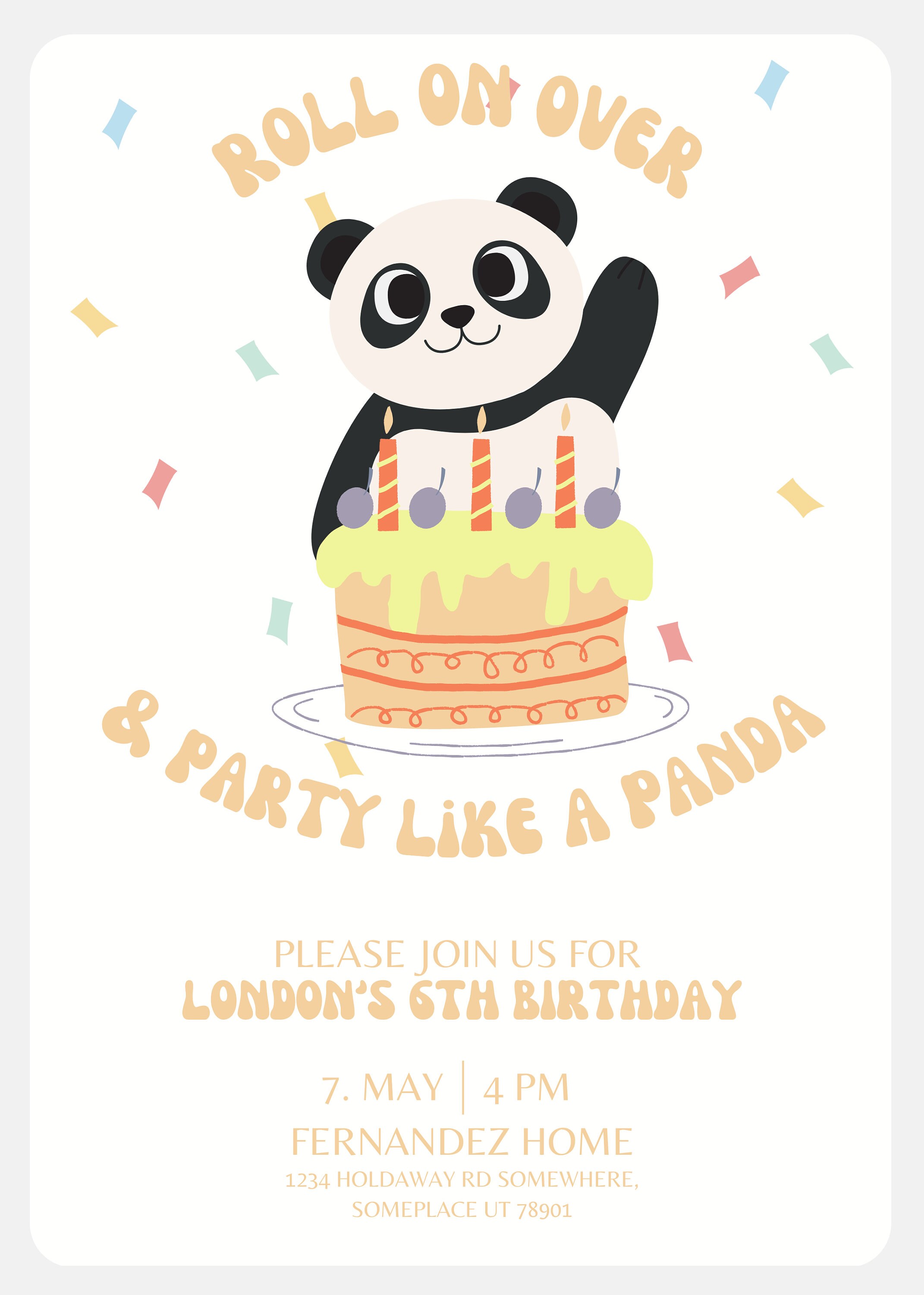 Panda Birthday Party Invite, Panda Theme Birthday, Editable Birthday ...
