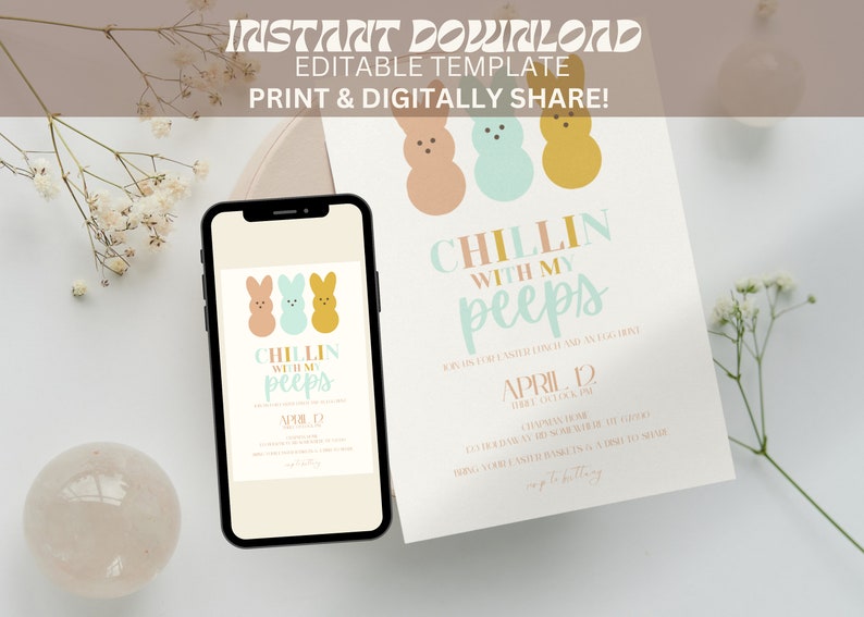 Chillin With My Peeps Easter Invite Template (digital Download) - Etsy