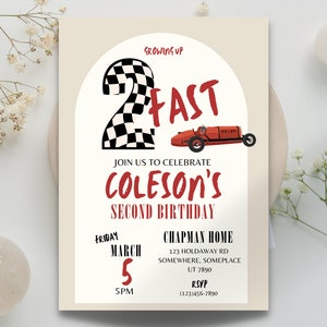Two Fast Birthday Invite | Growing up 2 Fast Birthday Party Invite ...
