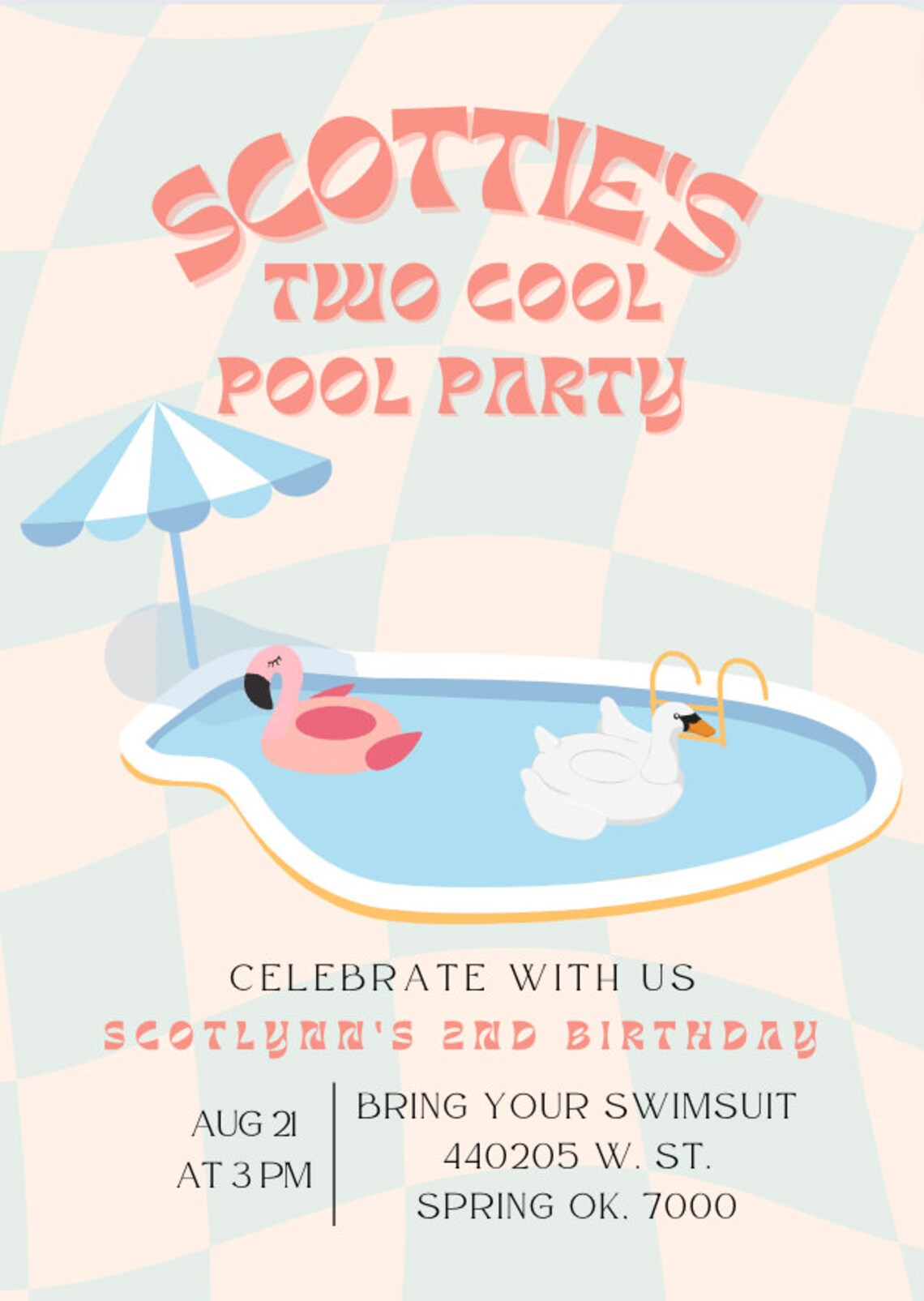 Two Cool Pool Party Invite, Kids Birthday Party, Pool Party, Summer ...