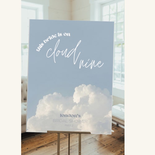 On Cloud 9 Bridal Shower Poster This Bride is on Cloud Nine - Etsy