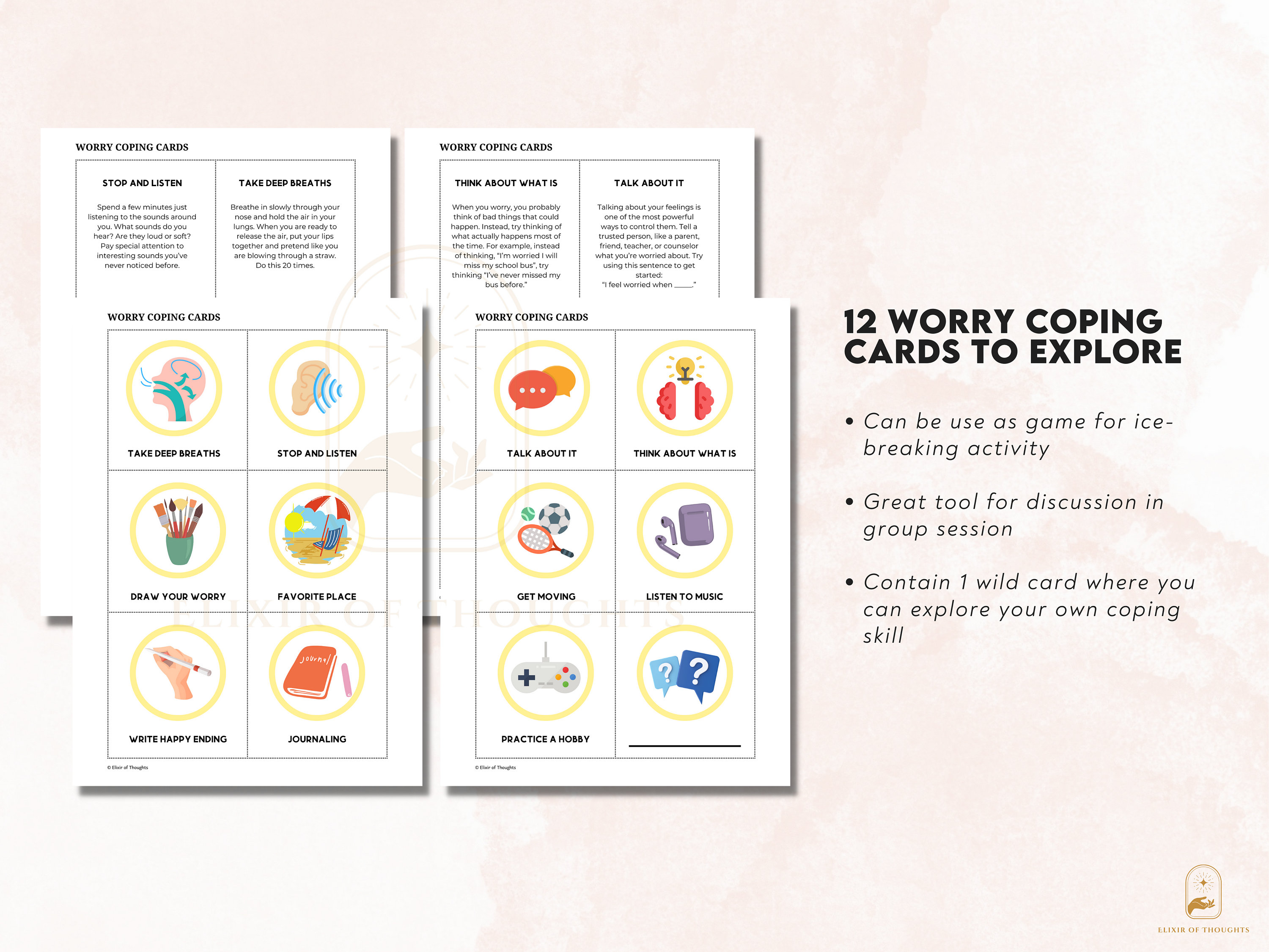 Worry Coping Cards | Anxiety Coping Skills Card | Anxiety Management ...