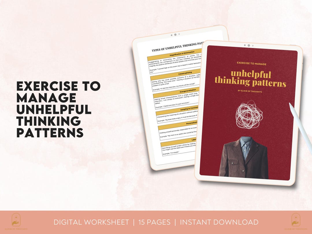 Managing Unhelpful Thinking Patterns Worksheet | Resources for Mental ...