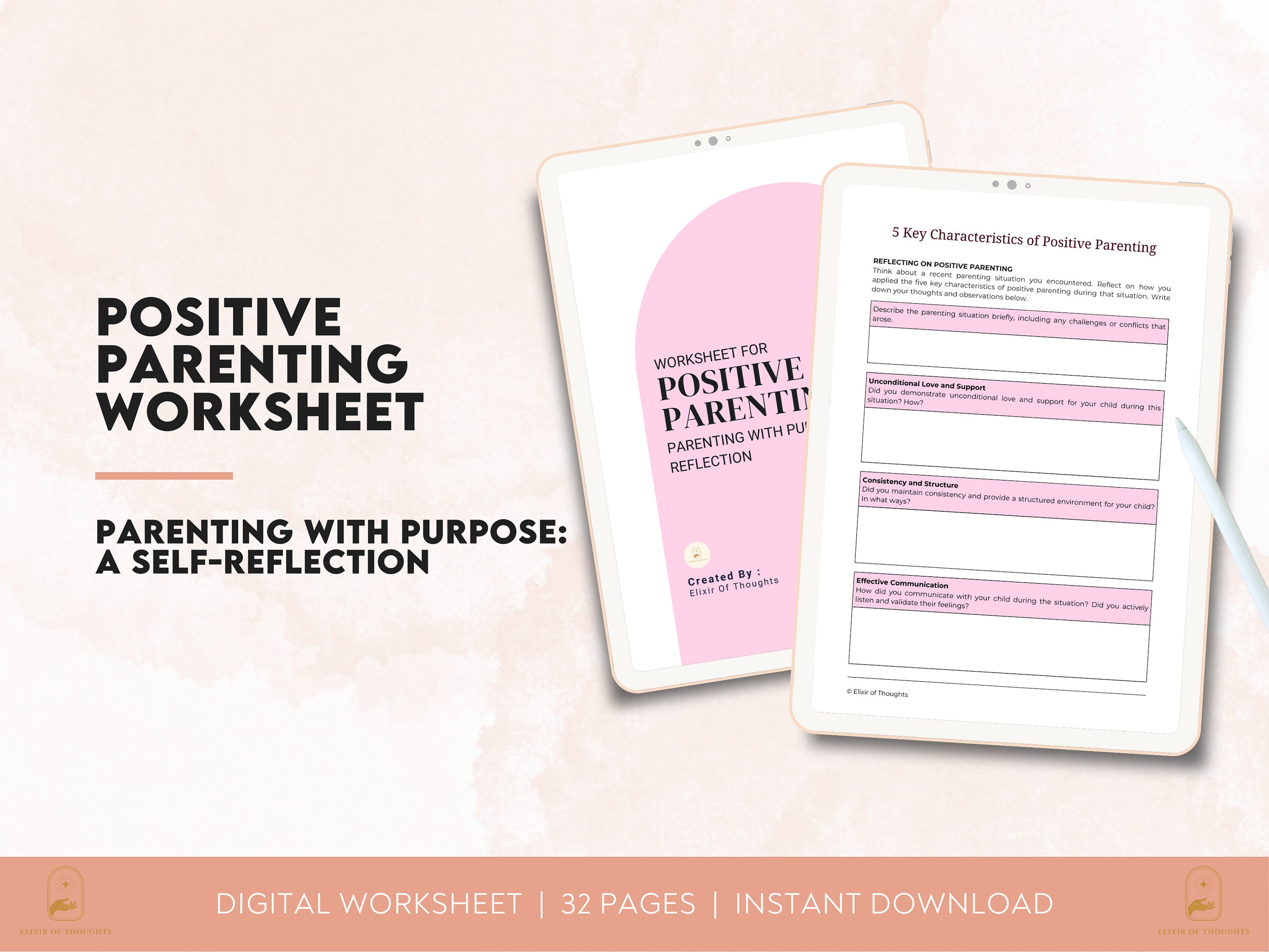 Positive Parenting Guide | Parents' Self-reflect | Digital Worksheets ...