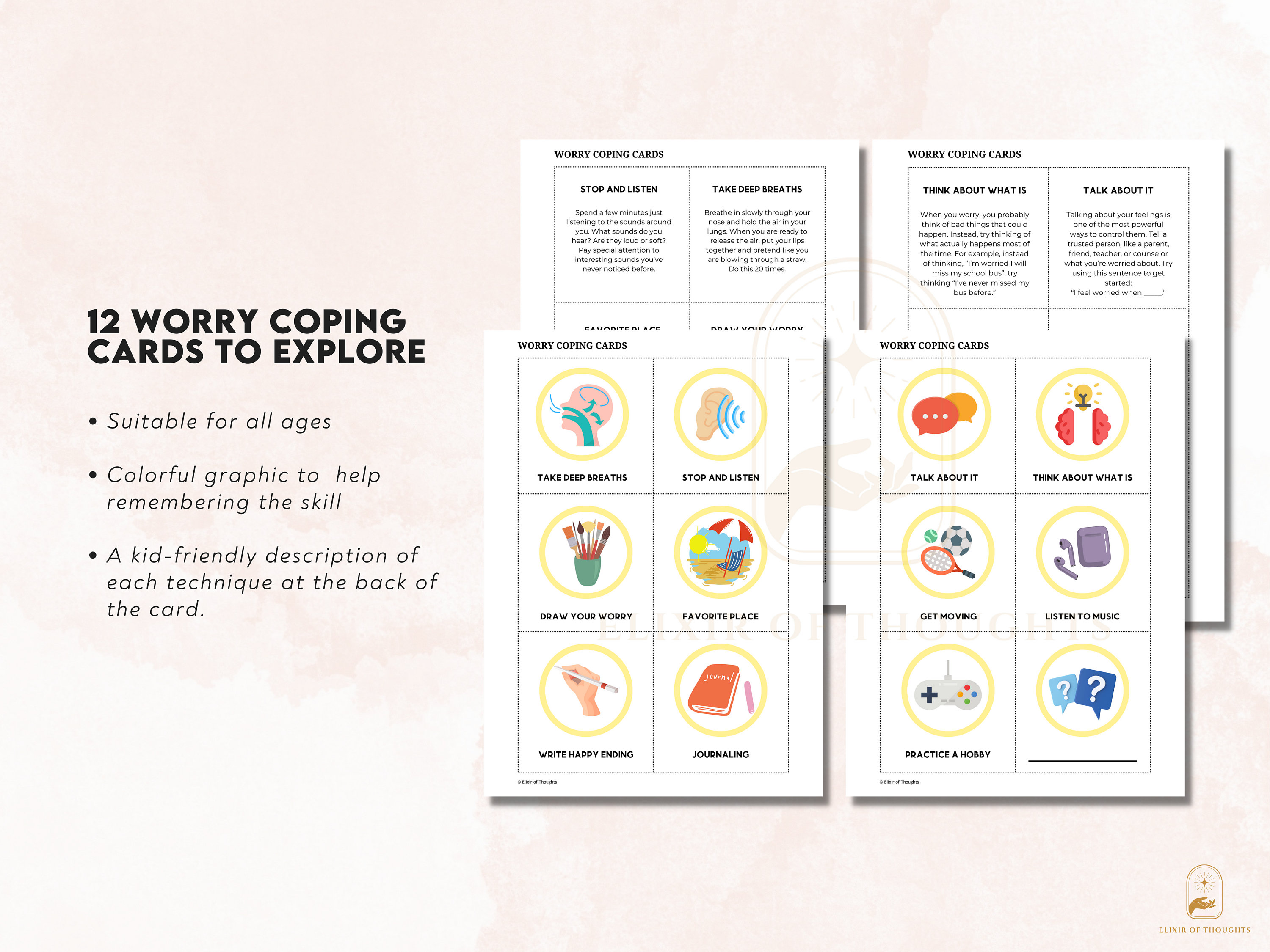 Worry Coping Cards | Anxiety Coping Skills Card | Anxiety Management ...