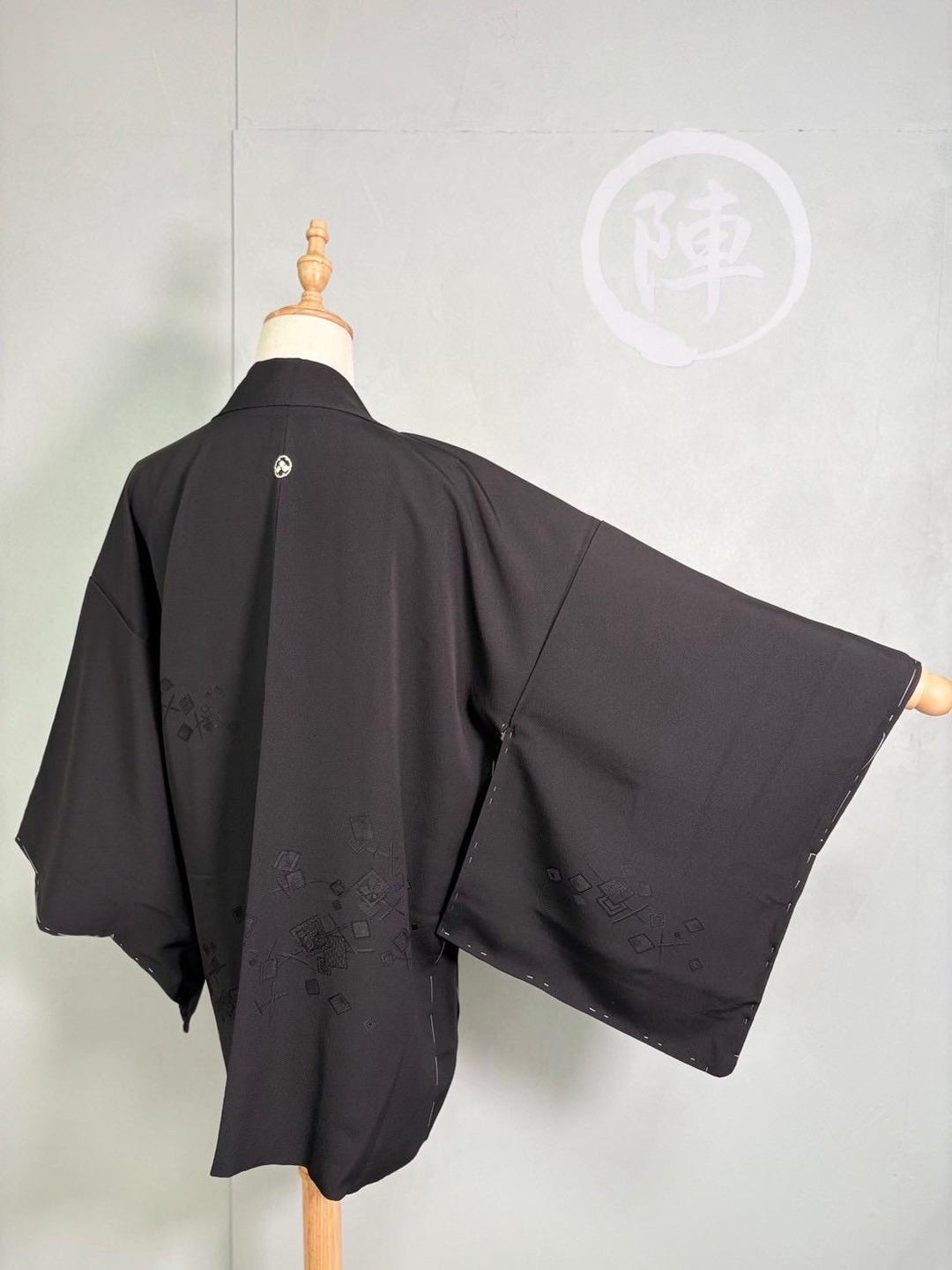 Z35 Vintage Japanese Black Silk Haori – Formal Kimono Jacket With ...