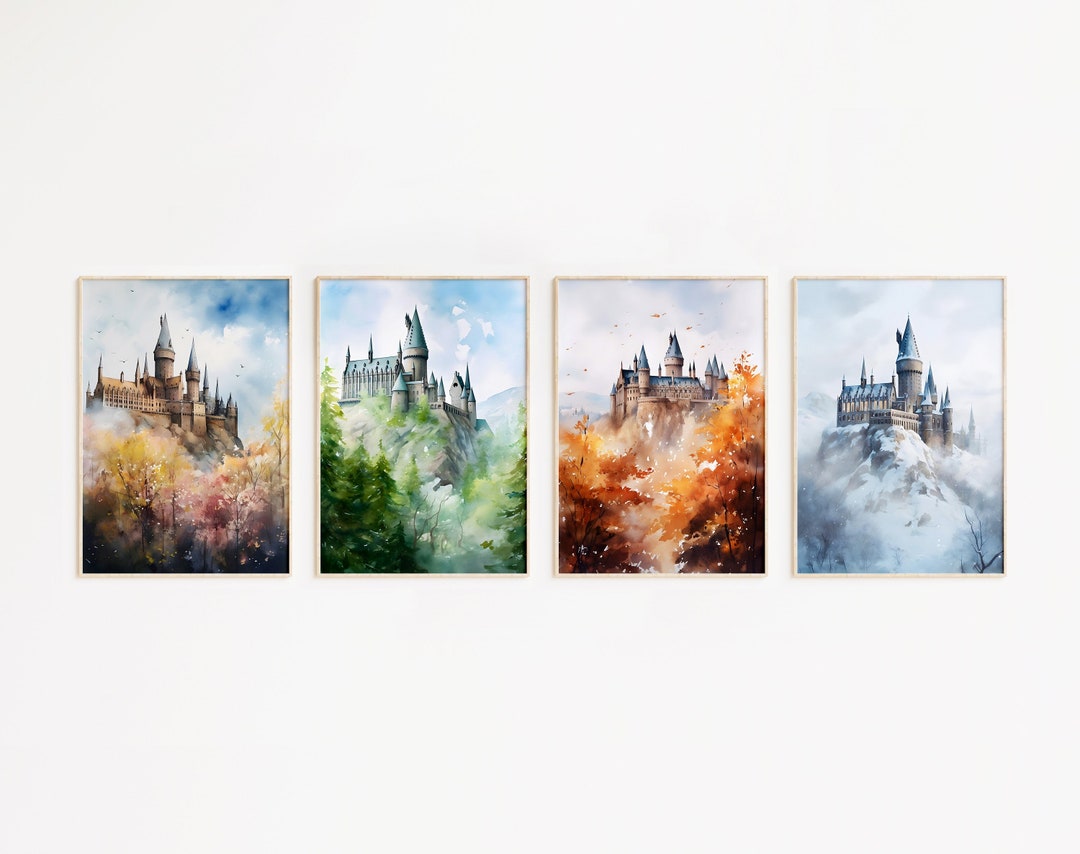 Wizarding School Season Collection Set of 4 Wizard Wall Decor Wall Art ...