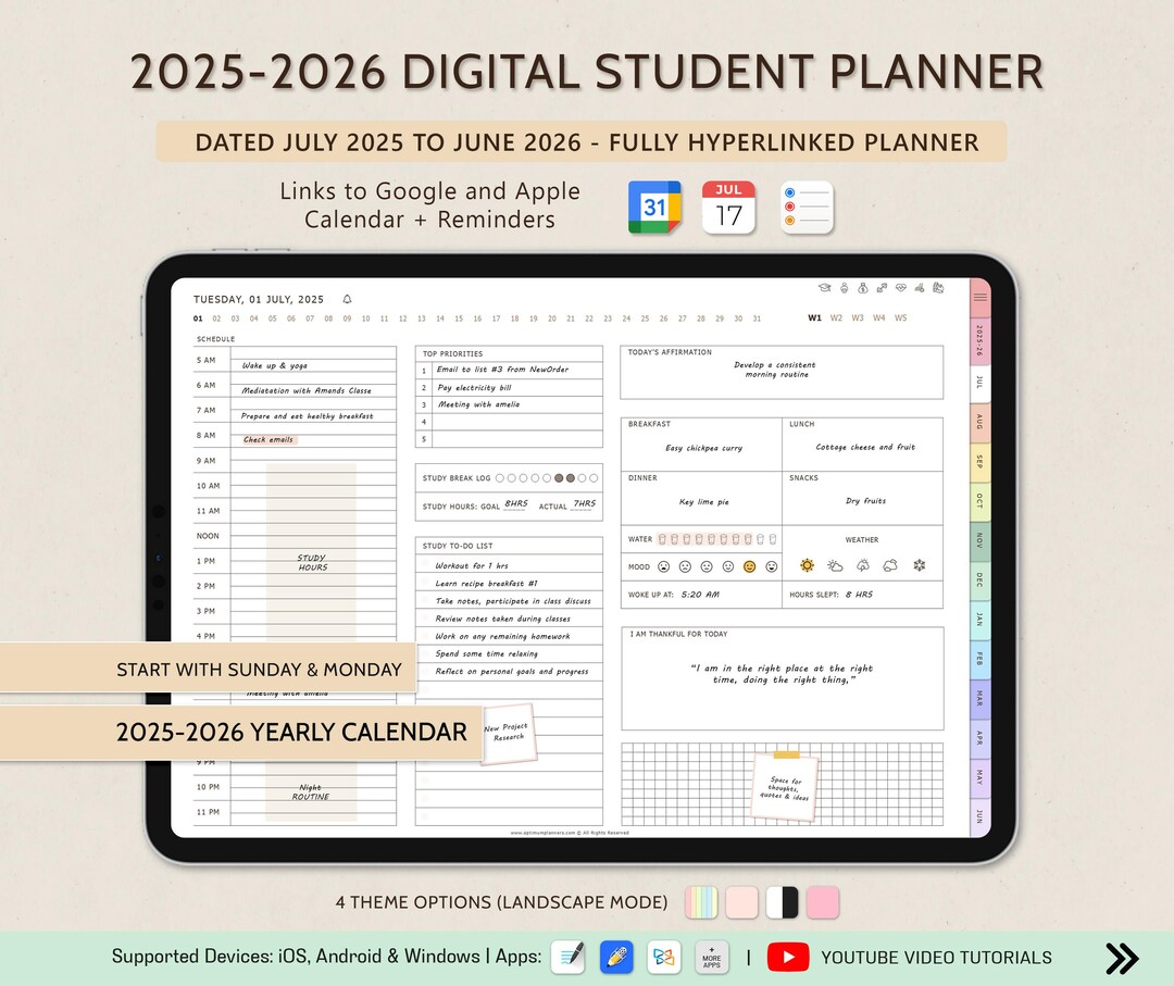 Student Digital Planner 2025 2026 Goodnotes Planner Study Planner ...