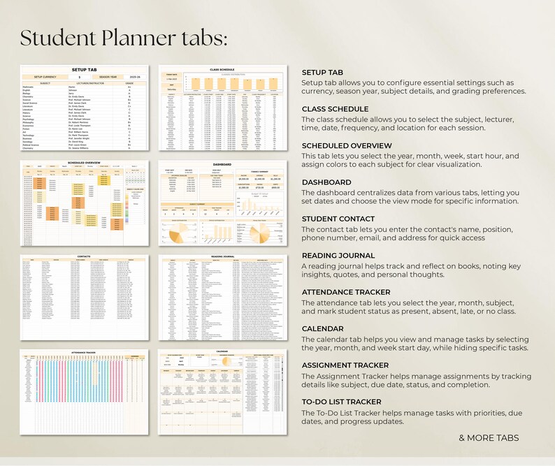 Student Academic Planner Spreadsheet, School Assignment Tracker Google ...
