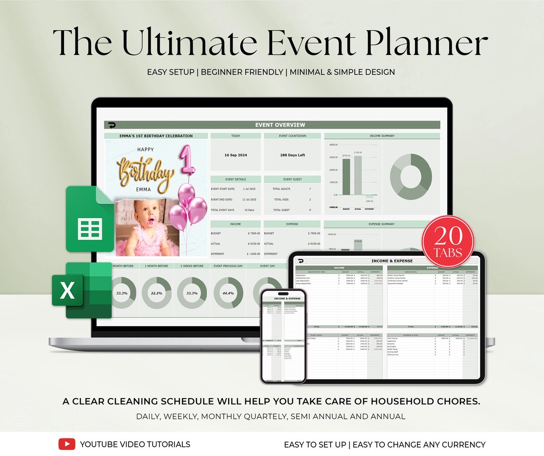 Event Planner Template Google Sheets Digital Event Planner Excel ...