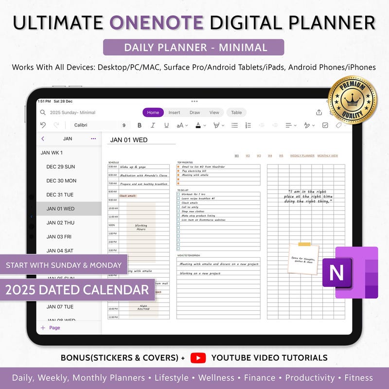 Digital Planner One Note - Etsy