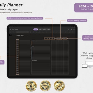 Onenote Digital Planner, Hyperlinked Onenote Planner, 2024 2025 Digital ...