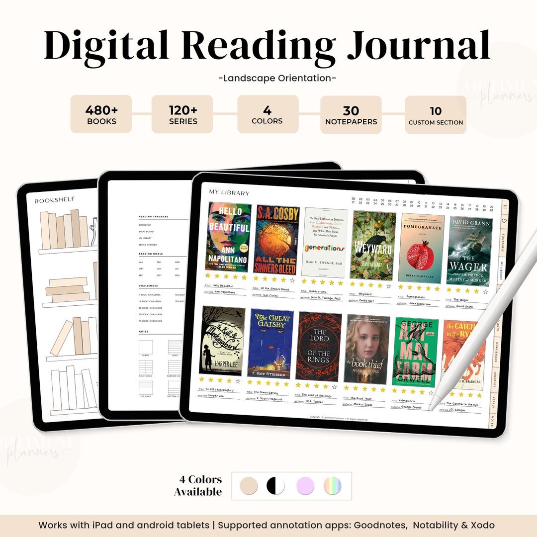 Digital Reading Journal, Digital Reading Planner, Reading Digital ...