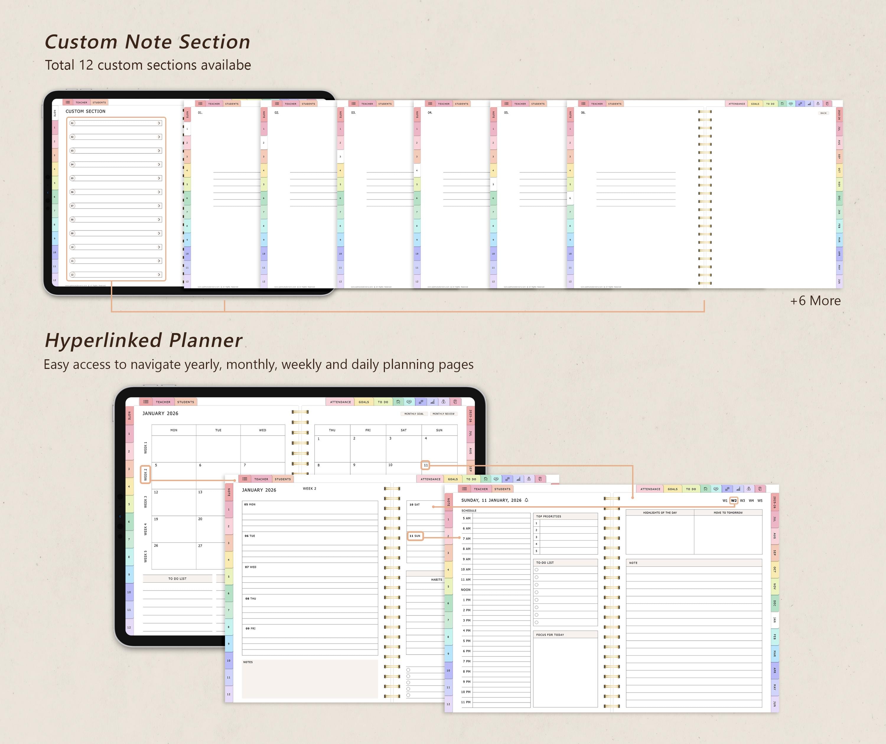 Digital Teacher Planner 2025 2026 Planner & Undated Academic Planner ...
