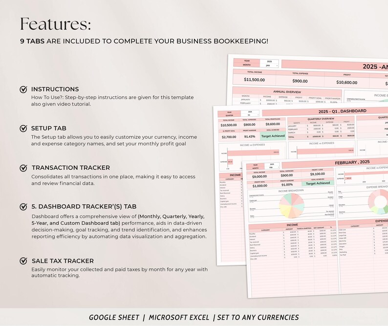Small Business Bookkeeping Template Excel Bookkeeping Google Sheets ...