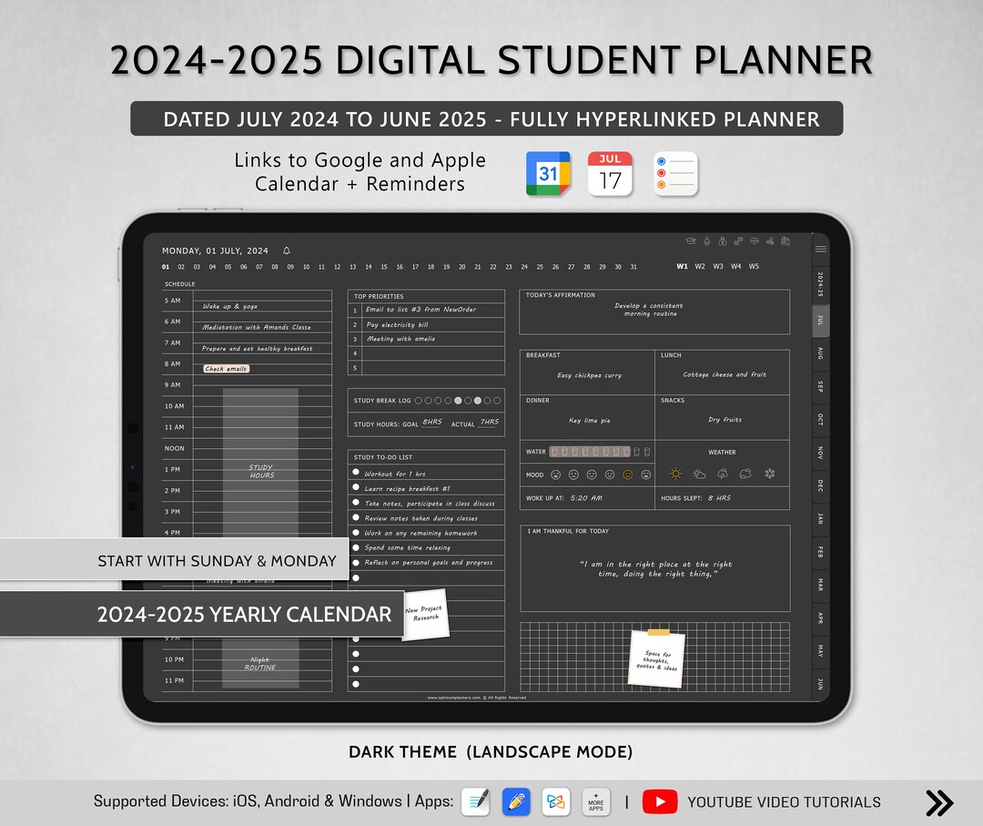 Digital Student Planner 2024-2025 Academic Planner, Lesson Planner ...