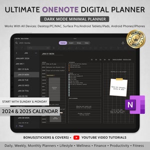 Onenote Digital Planner, Hyperlinked Onenote Planner, 2024 2025 Digital ...