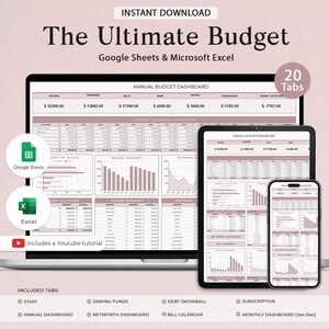 Ultimate Annual Budget Spreadsheet Excel Google Sheets Budget Template ...