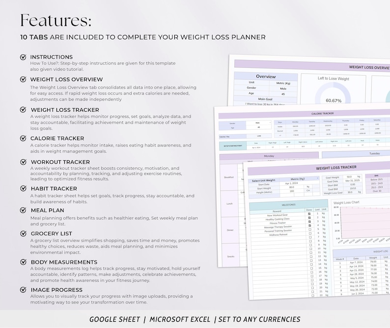 Weight Loss Tracker Spreadsheet Google Sheets Excel Weight Loss Tracker ...