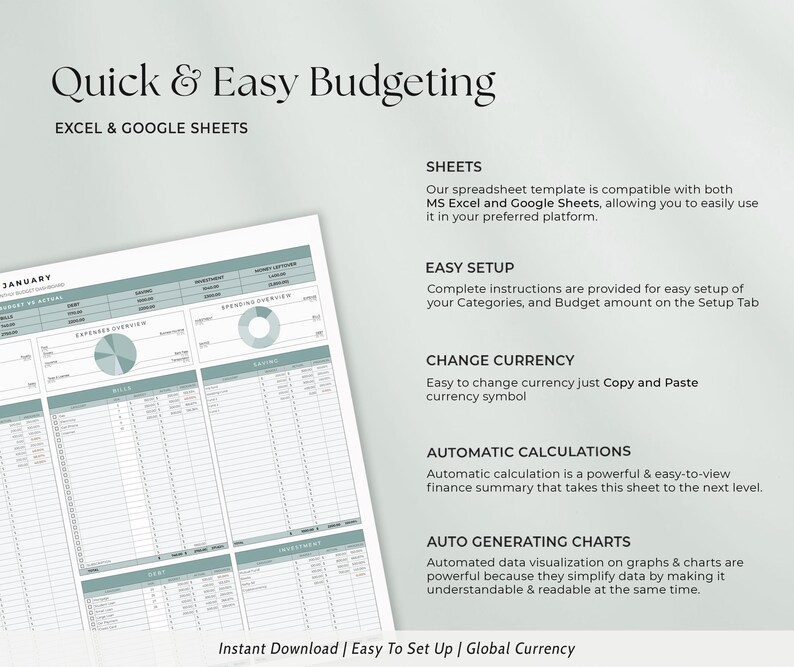 Ultimate Monthly Budget Spreadsheet Google Sheets Excel Template Debt ...