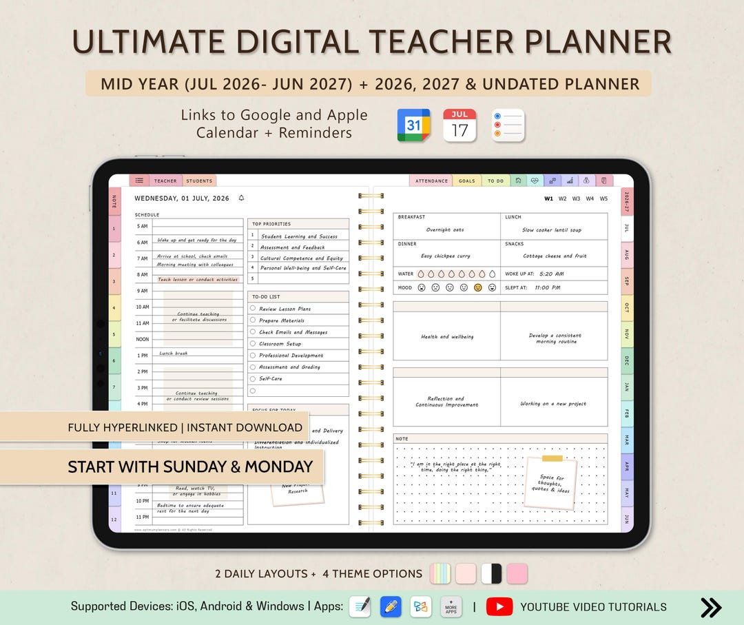 Digital Teacher Planner 2026 2027 Planner & Undated Academic Planner ...