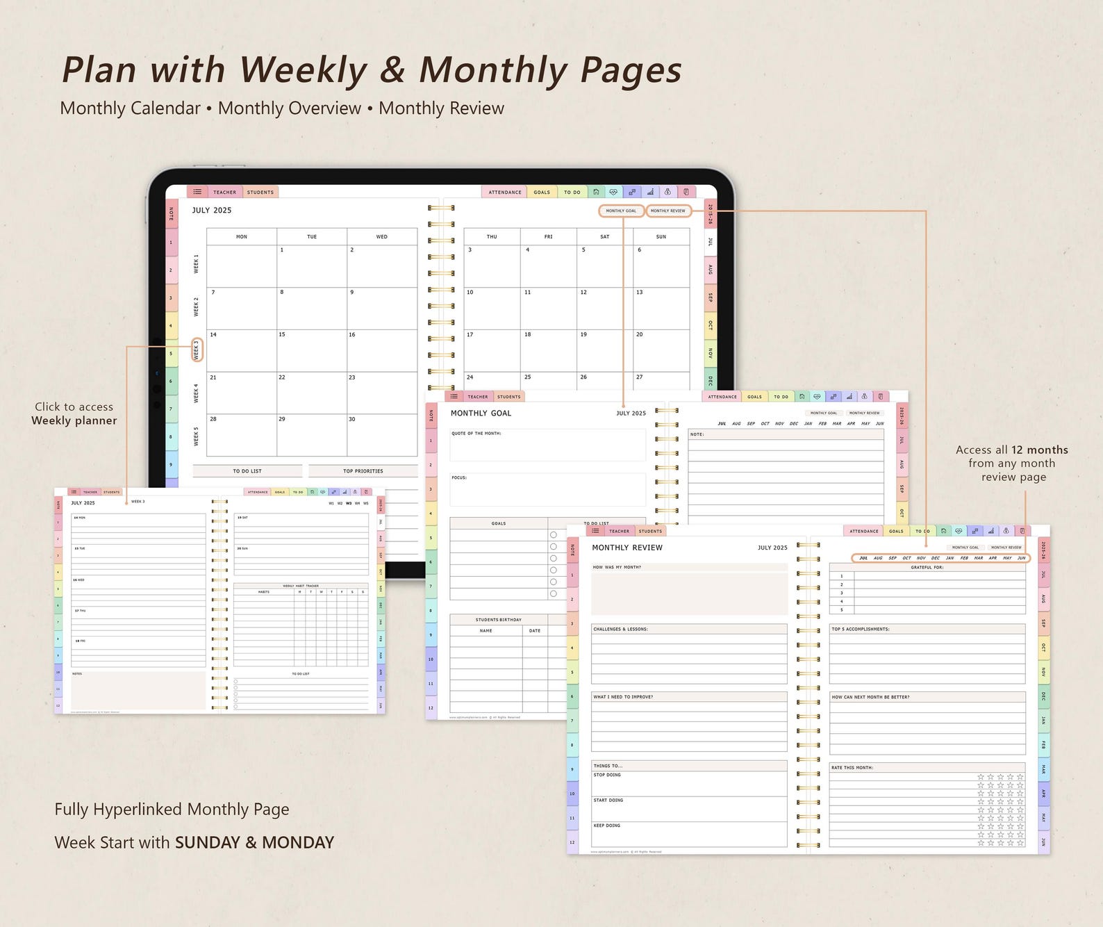 Digital Teacher Planner 2025 2026 Planner & Undated Academic Planner ...