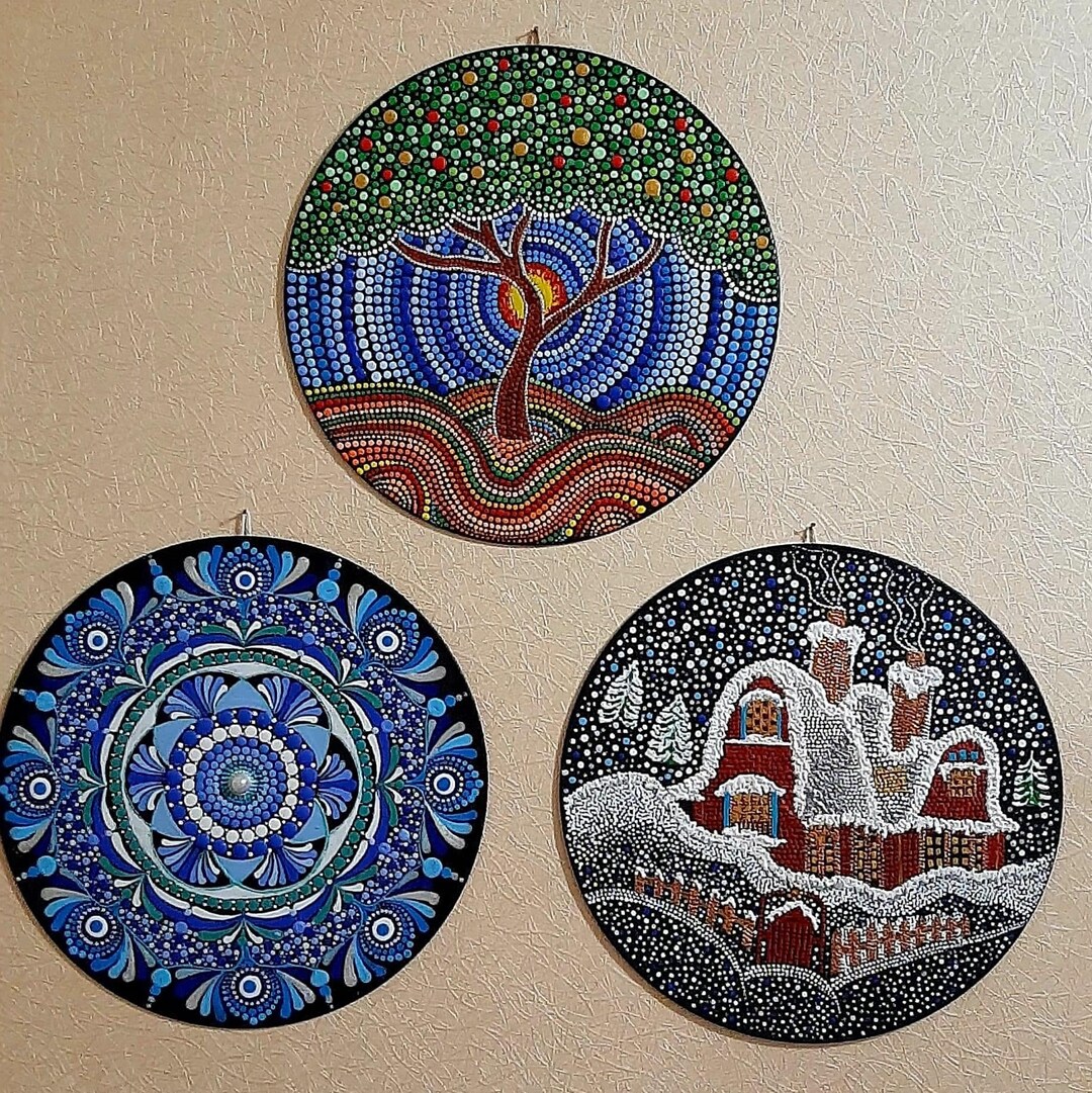 3 Personalized Mandala Art | Mandala Art | Hand-painted Dot Mandala ...