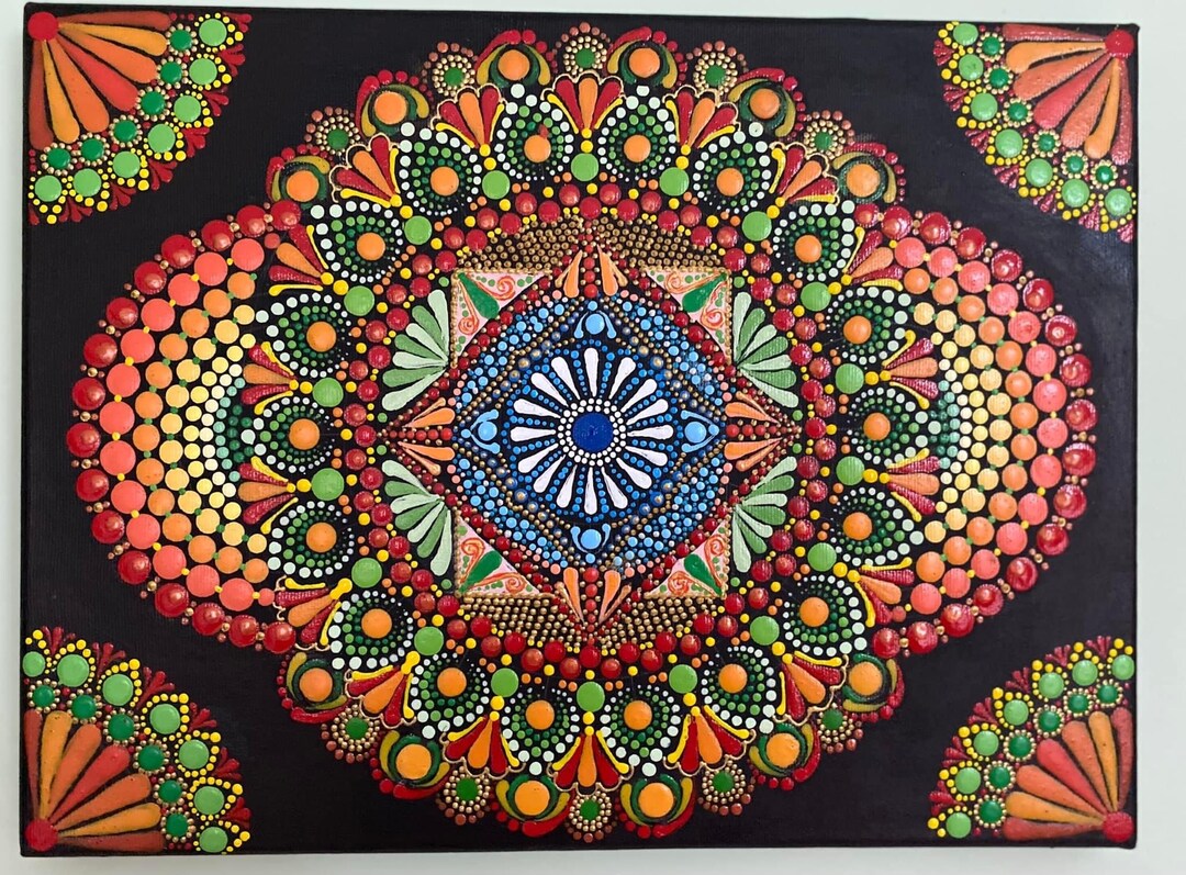 Customized Mandala | Hand-painted Dot Mandala | Round Canvas | Mandala ...