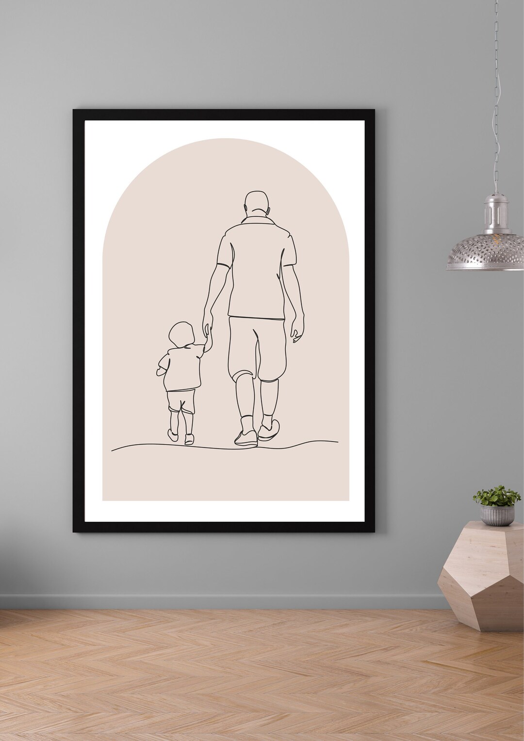 Father's Day Print, Father's Day Gift, Line Drawing, Baby and Daddy ...