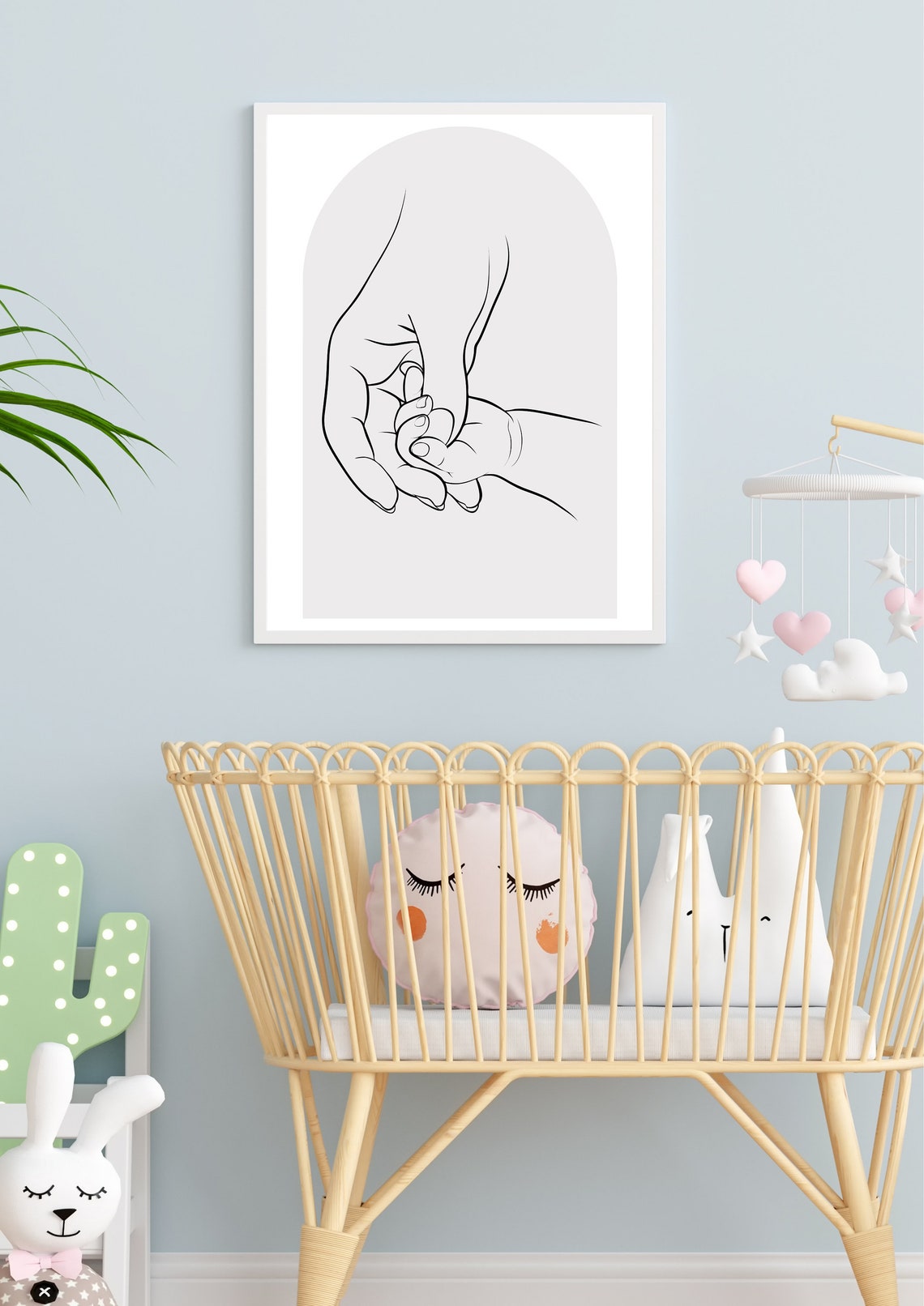 Nursery Baby Hand Print, Holding Baby Hand Line Art, Mother and Baby ...