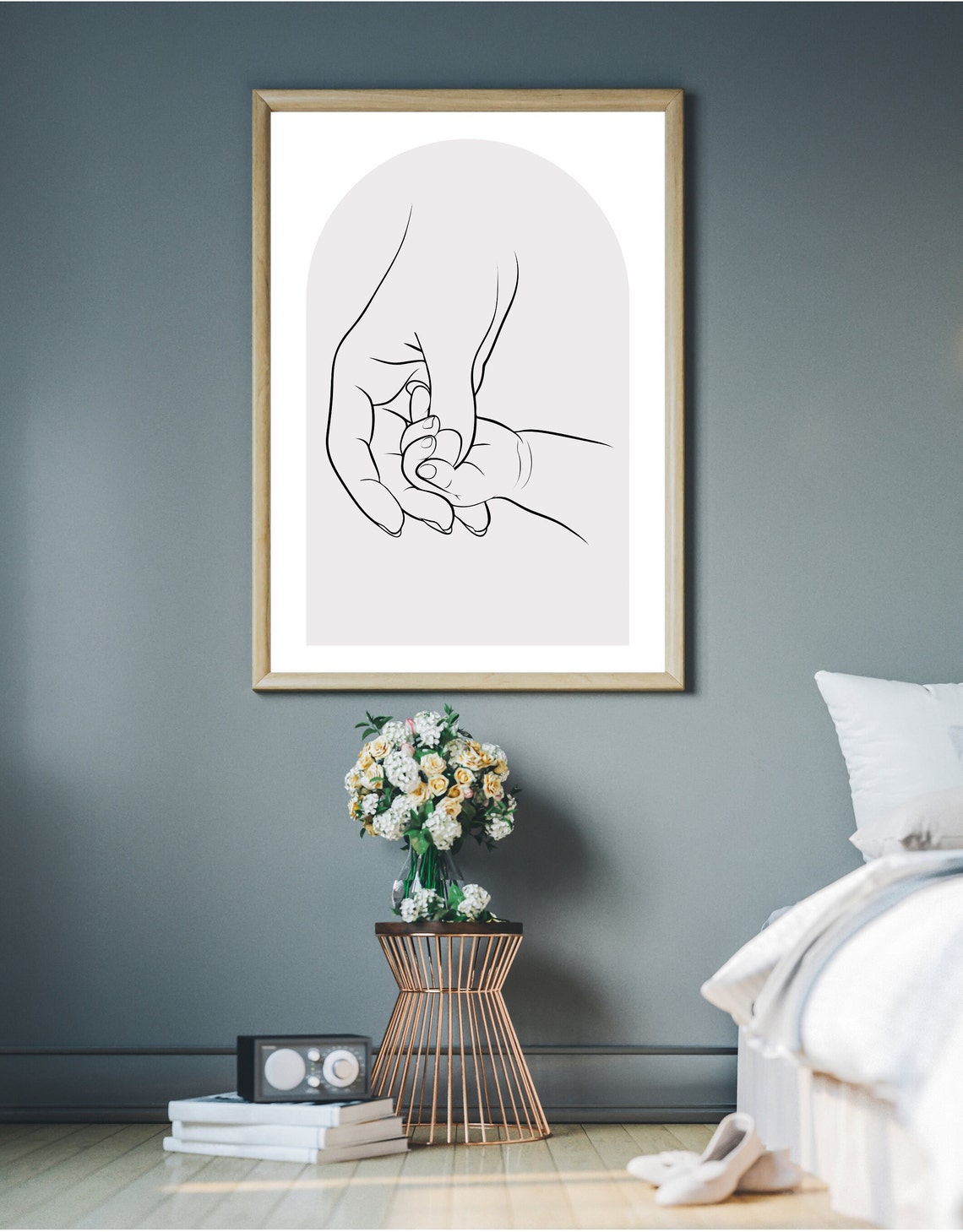 Nursery Baby Hand Print, Holding Baby Hand Line Art, Mother and Baby ...