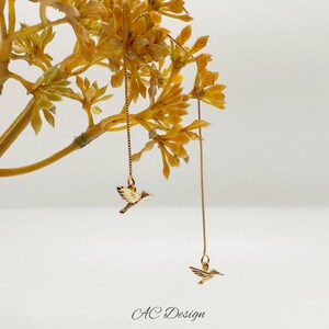 Hummingbird Earrings • Bird Earrings • Gold Threader Earrings ...