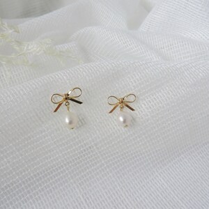 Bow Pearl Earrings • Pearl Stud Earrings • Pearl Jewelry • Teardrop Pearls • Valentine’s Day ...