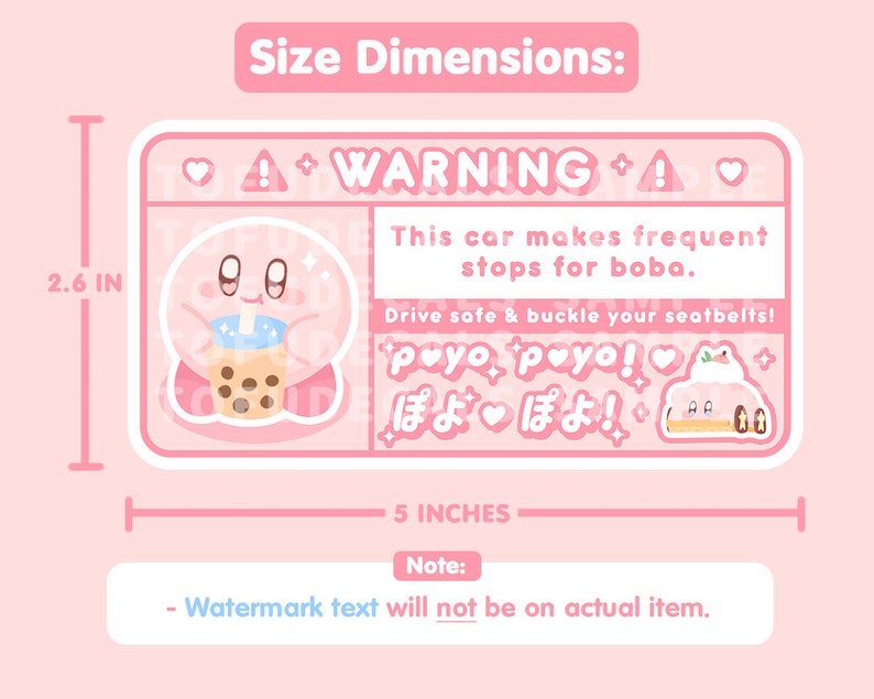 Cute Boba Car Warning Sticker Pink Kawaii Decal Airbag - Etsy