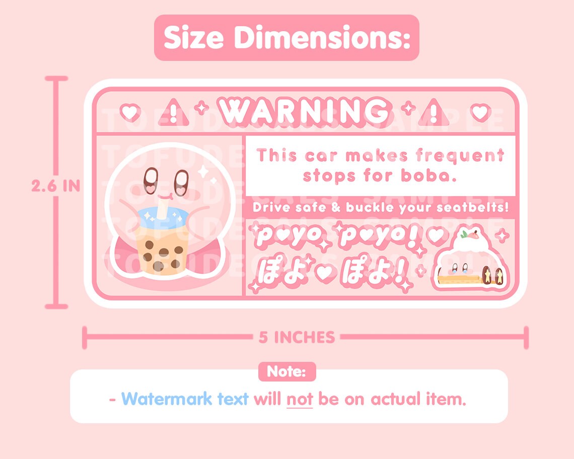 Cute Boba Car Warning Sticker Pink Kawaii Decal Airbag - Etsy