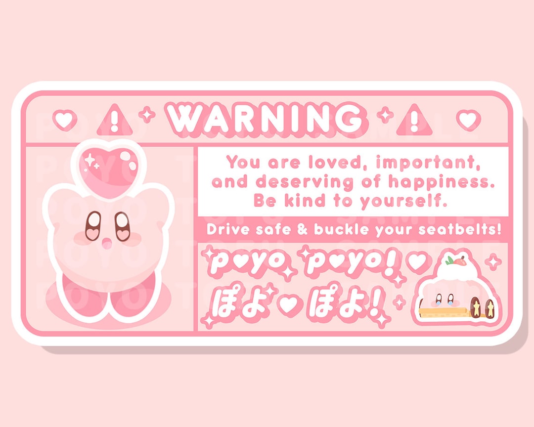 Cute Affirmation Car Warning Sticker | Car Decal, Airbag Label, Pink ...