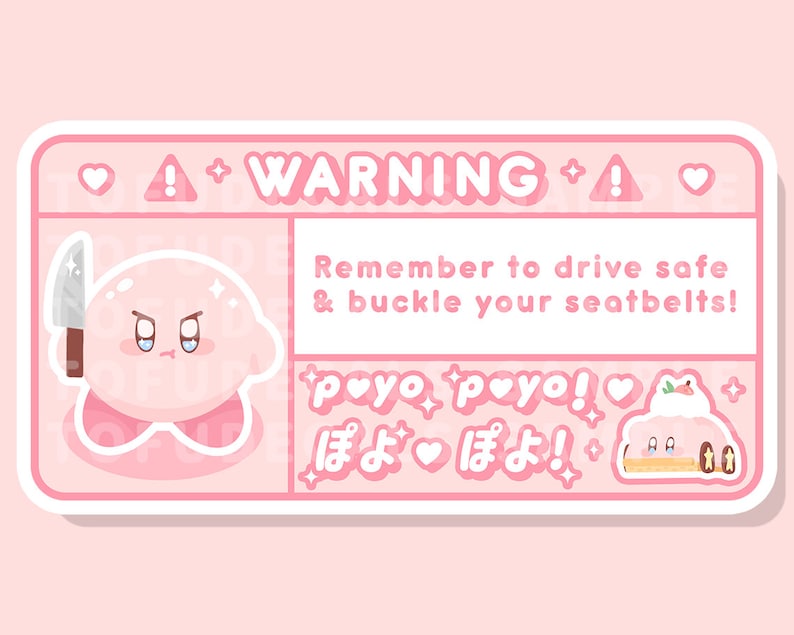 Cute Car Warning Sticker Car Decal Pink Kawaii Airbag - Etsy