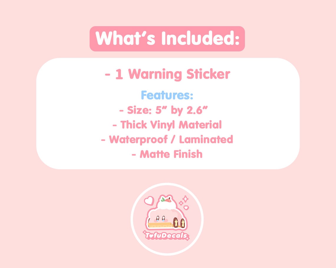 Cute Car Warning Sticker Car Decal Pink Kawaii Airbag - Etsy
