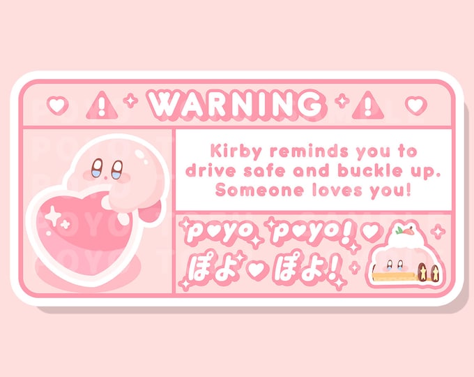 Cute Knife Pastel Warning Sticker | Pink Kawaii Decal, Airbag Label ...