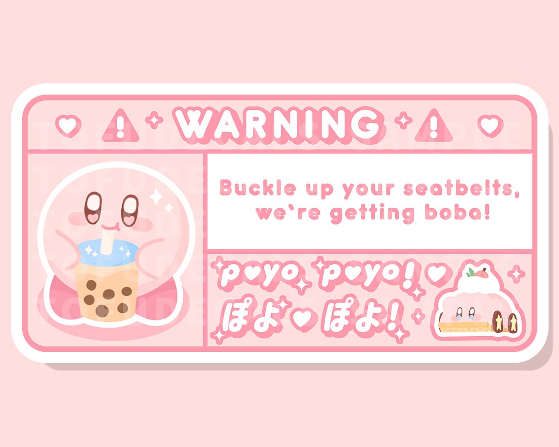 Cute Boba Car Warning Sticker Pink Kawaii Airbag Label - Etsy