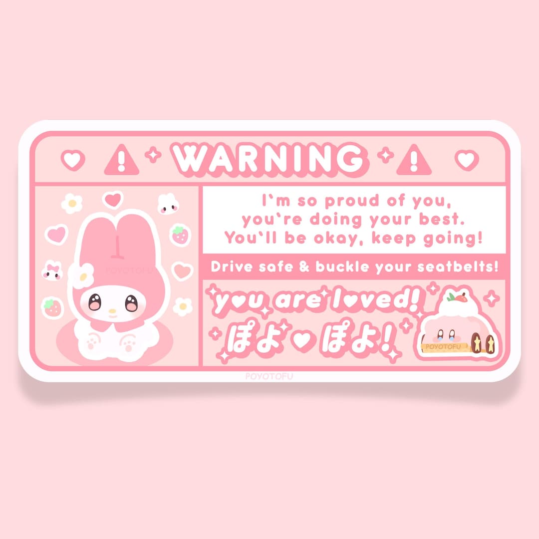 Pink Bunny Cute Car Warning Sticker | Car Decal, Airbag Label, Pink ...