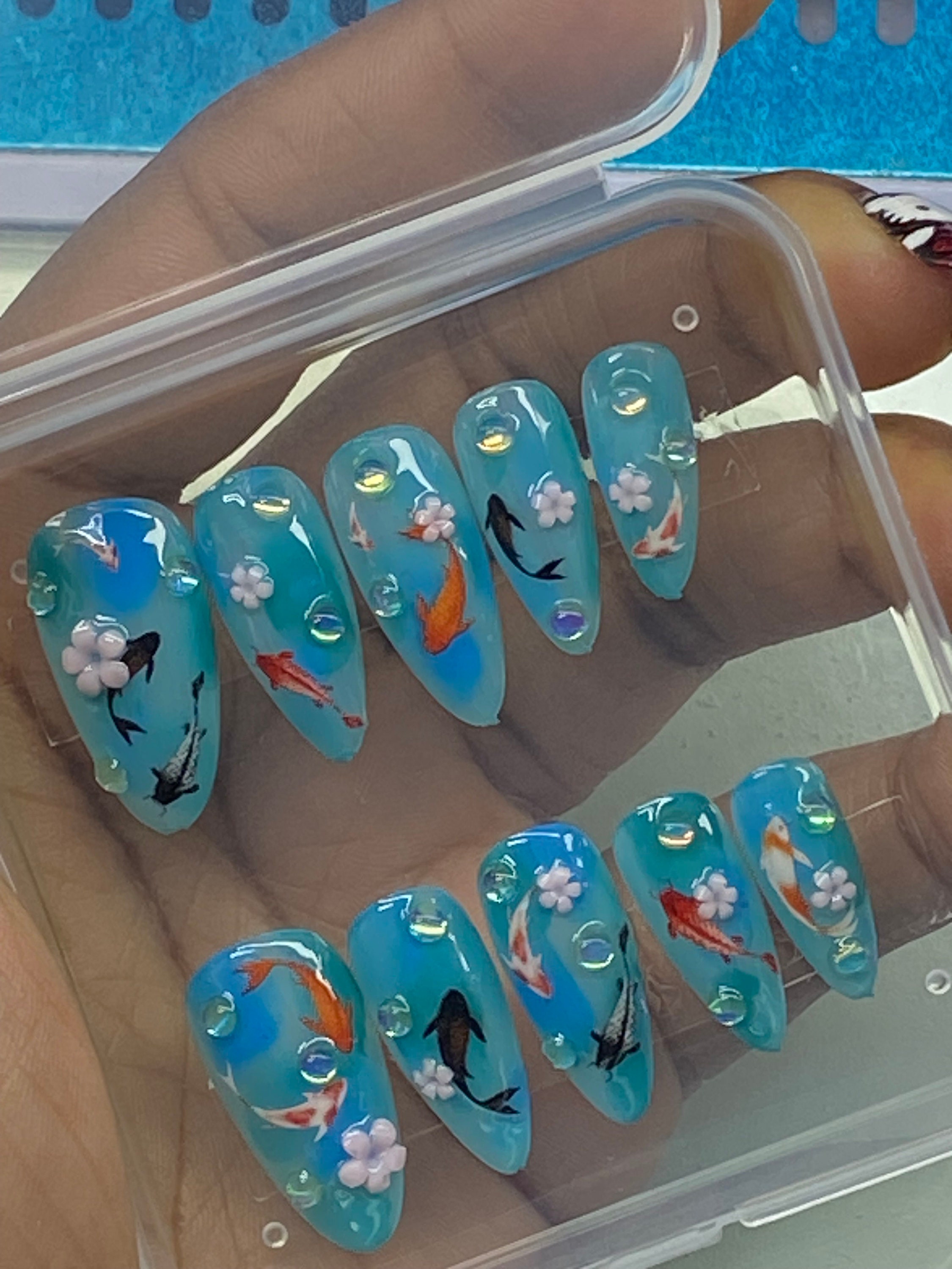 Koi Fish Press on Nails - Etsy