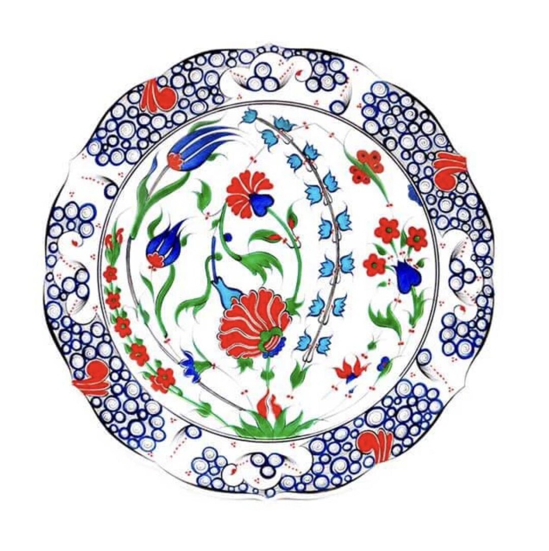 Iznik Plate Rose Pattern Tile Art Design Handmade Unique Anatolian ...
