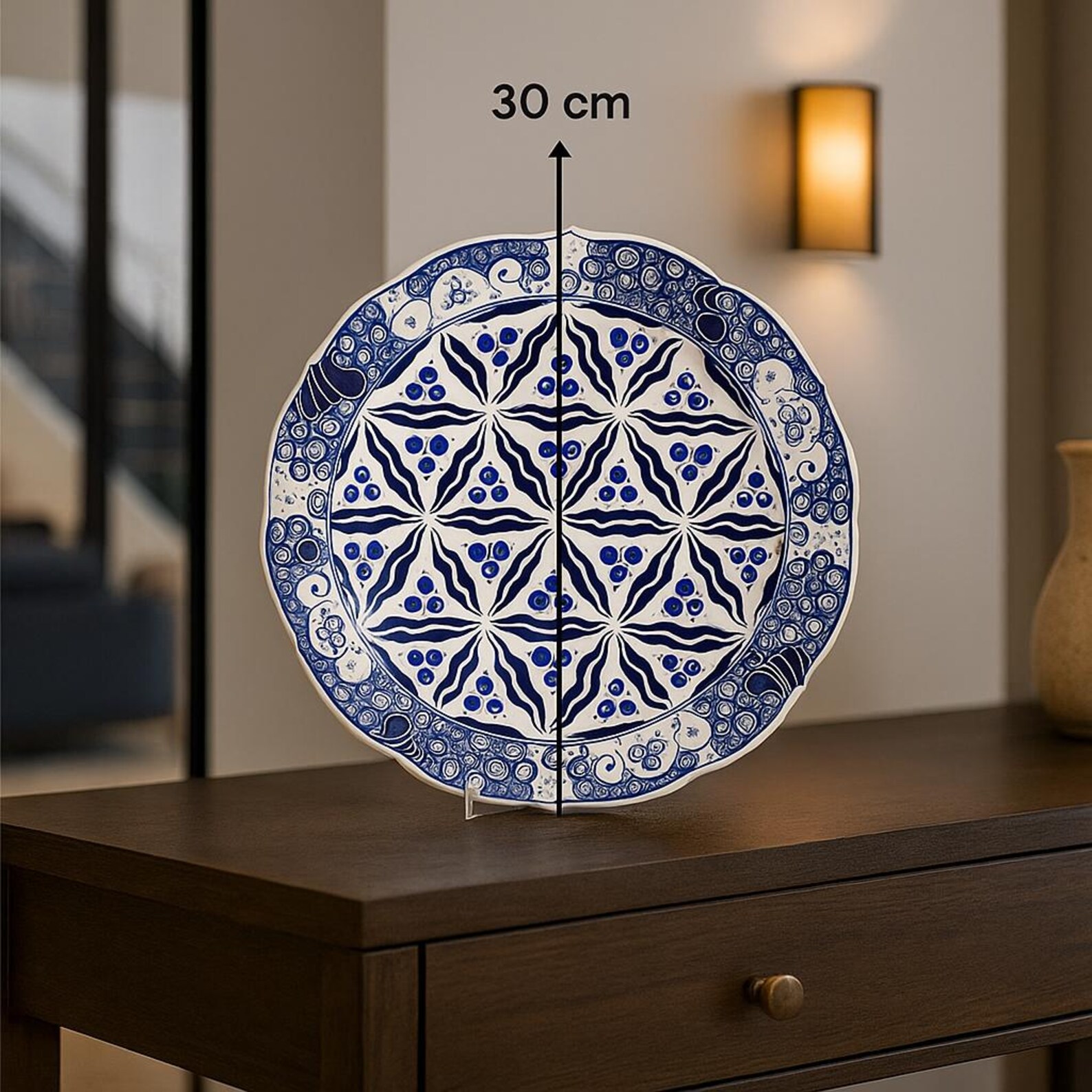 Iznik Plate Chintamani Cintamani Tile Art Design Handmade Unique ...