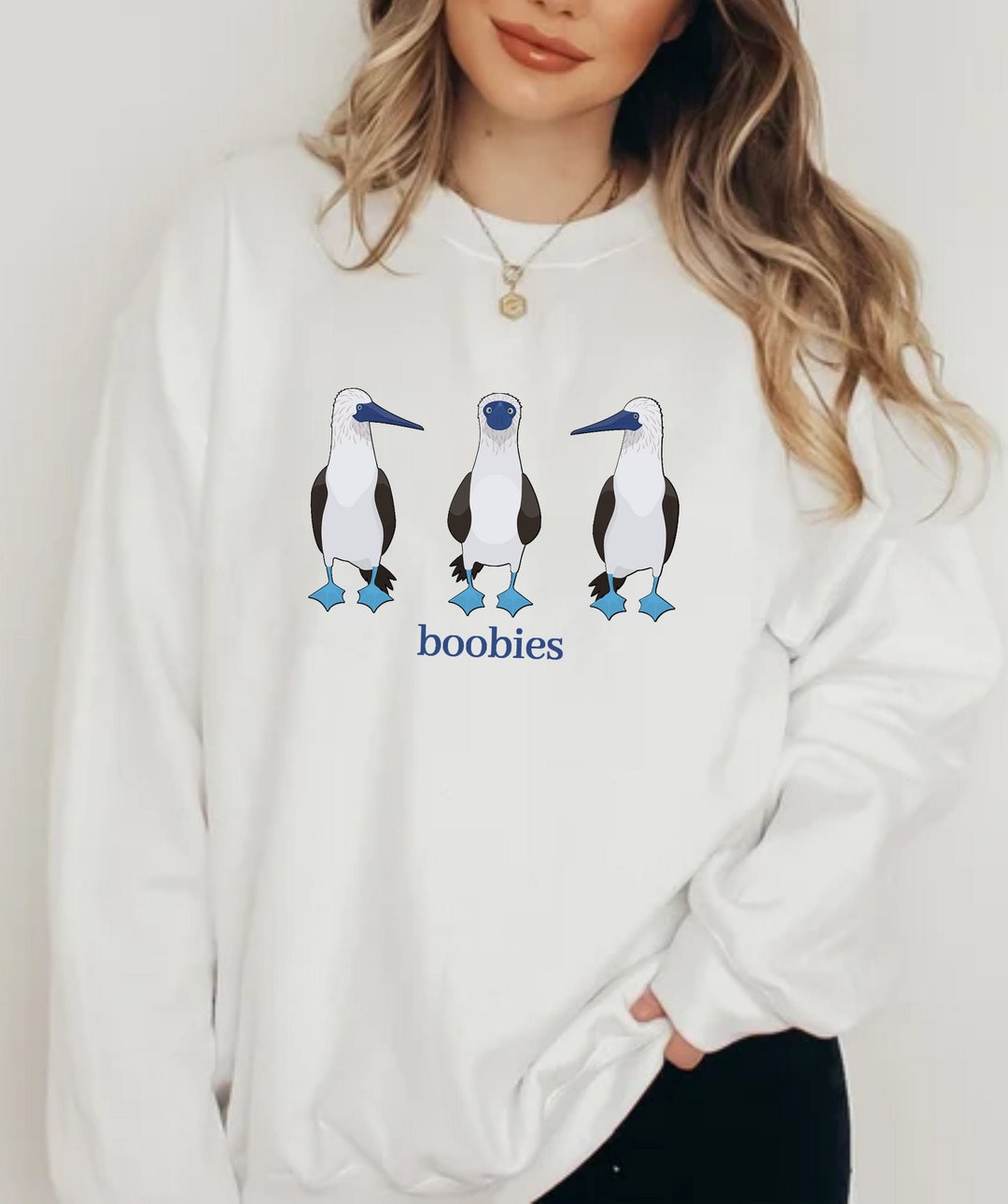 Blue-footed Boobies Crewneck Sweatshirt, Boobies Bird Shirt, Funny Bird ...