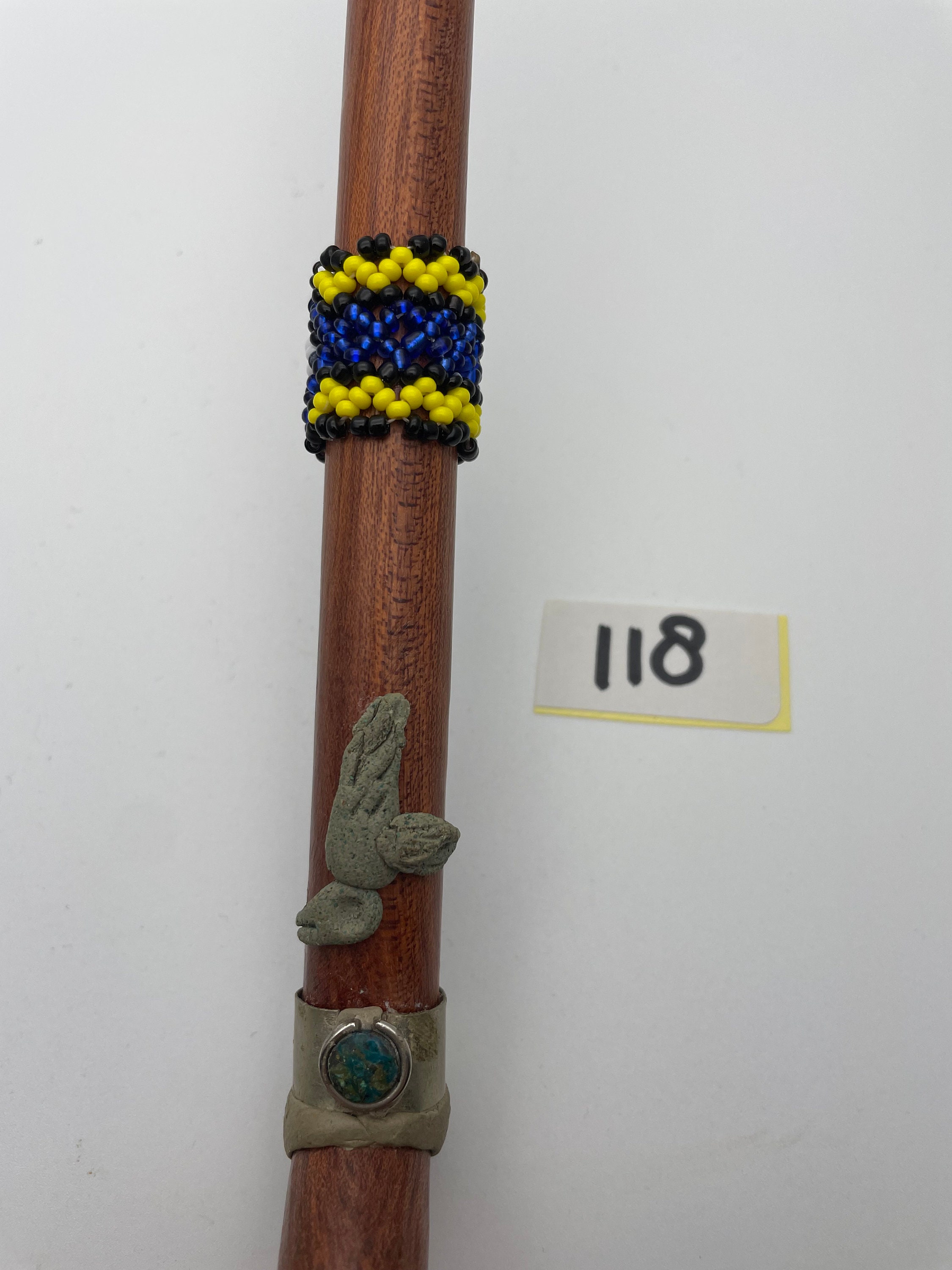 Tepi, Shipibo Handmade Wood Traditional Tepi Pipe With Beads, Shamanic ...