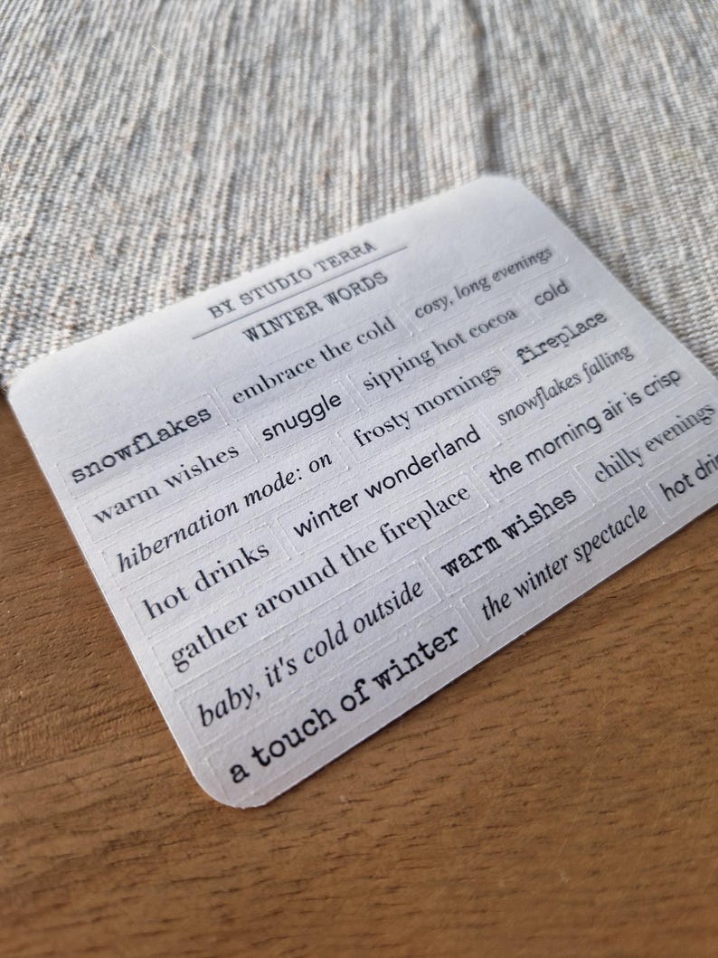 Winter Words Mini Sticker Sheet | Bullet Journal Stickers, Scrapbook ...
