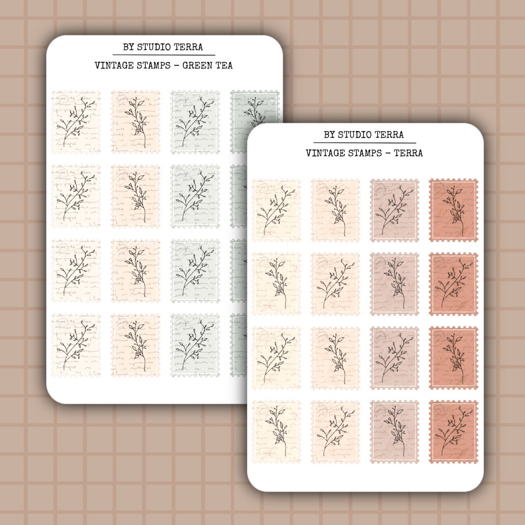 Vintage Flower Stamp Sticker Sheet | Bullet Journal Stickers, Scrapbook ...