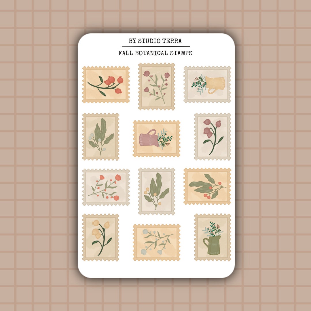 Fall Botanical Stamps Sticker Sheet | Bullet Journal Stickers ...