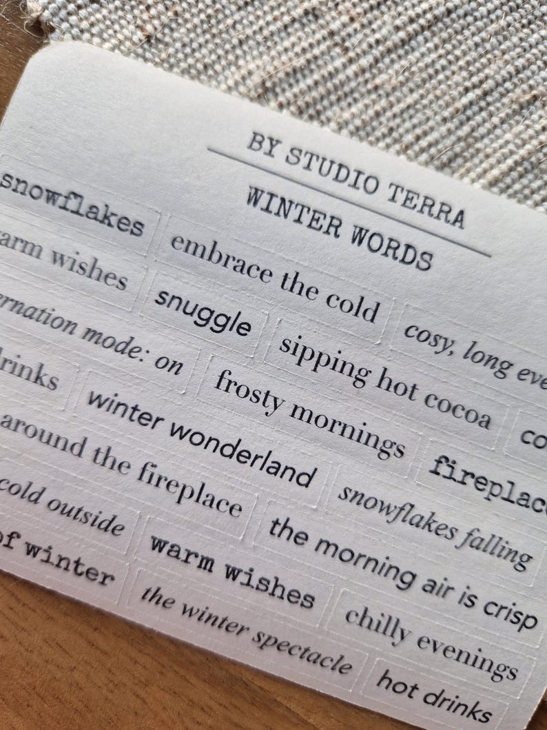 Winter Words Mini Sticker Sheet | Bullet Journal Stickers, Scrapbook ...